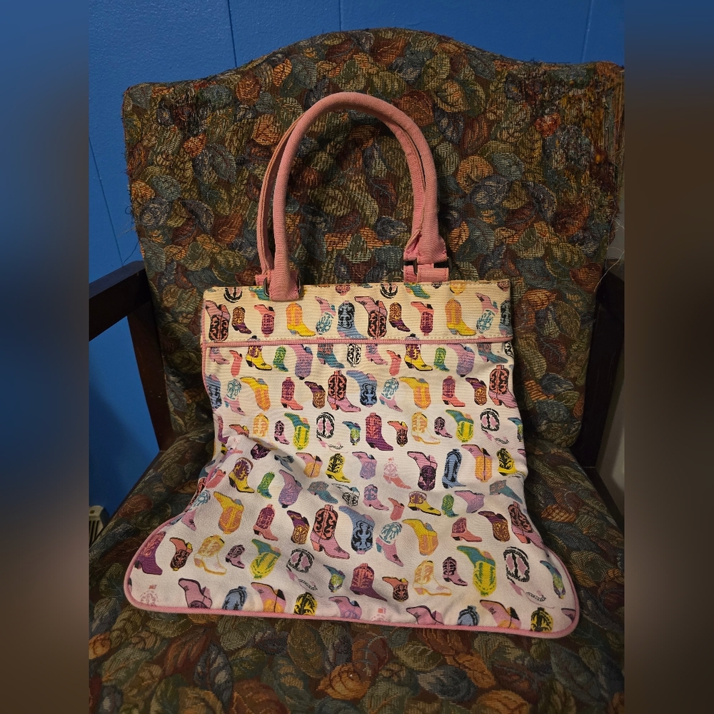 Cowboy Boots Tote Bag Pink White 2 Handles Luella For… - Gem